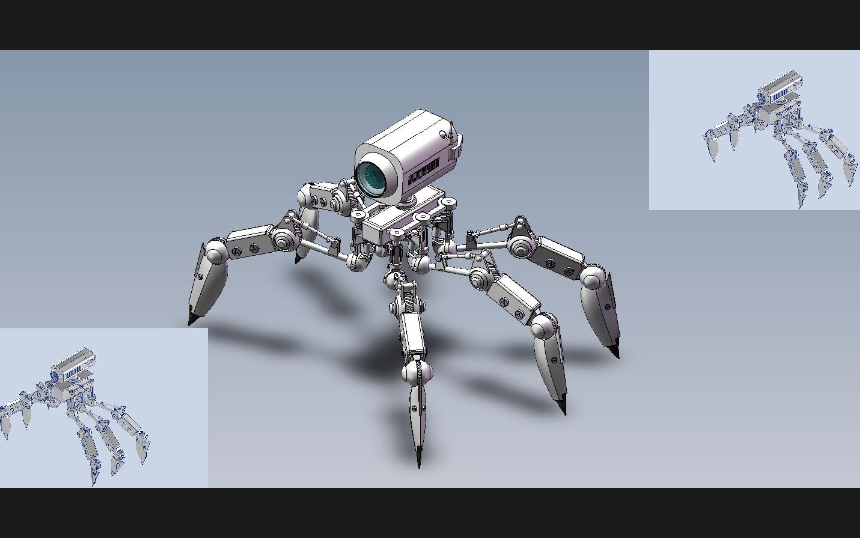 inventor无图纸建模六足探测仪(图纸已导出)