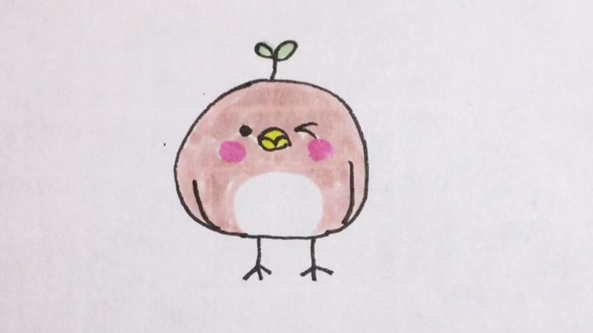 少儿简笔画教学:小鸟羽毛没长好呢 头上却发芽啦