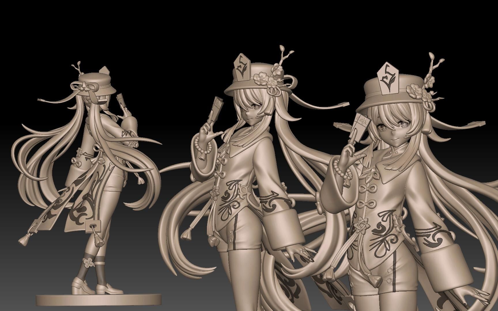 【Zbrush游戏角色模型制作】全流程制作游戏角色, 原神-胡桃!