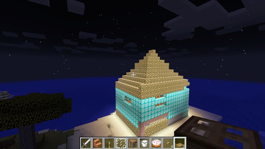 我的世界:选在海边建个房子,超美的无敌海景房,欣赏夜景太爽了!