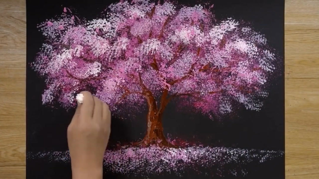 大师教你画画,水彩画樱花树,超唯美