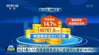 央视新闻联播 2022 2021年1-11月我国服务进出口总额同比增长14.7%