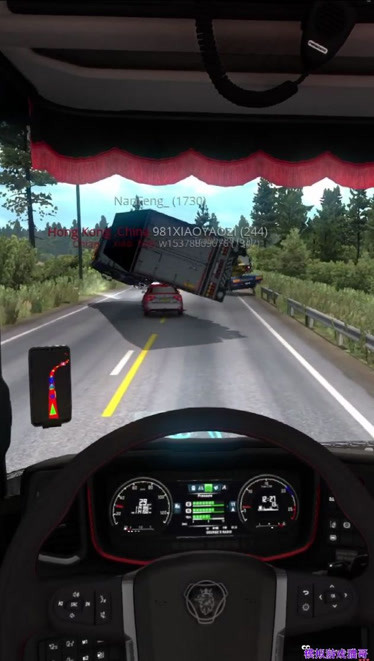 没看出来什么原因,飞的老高了。游戏名欧洲卡车模拟2