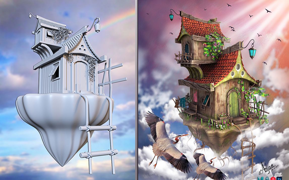 3DMAX场景建模:3D游戏场景模型房屋零基础场景建模解说