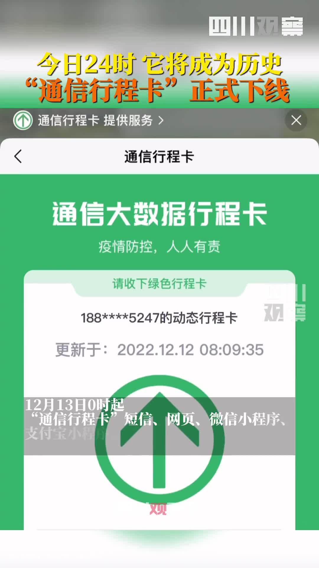 12月13日0时起,通信行程卡服务将成历史,正式下线!