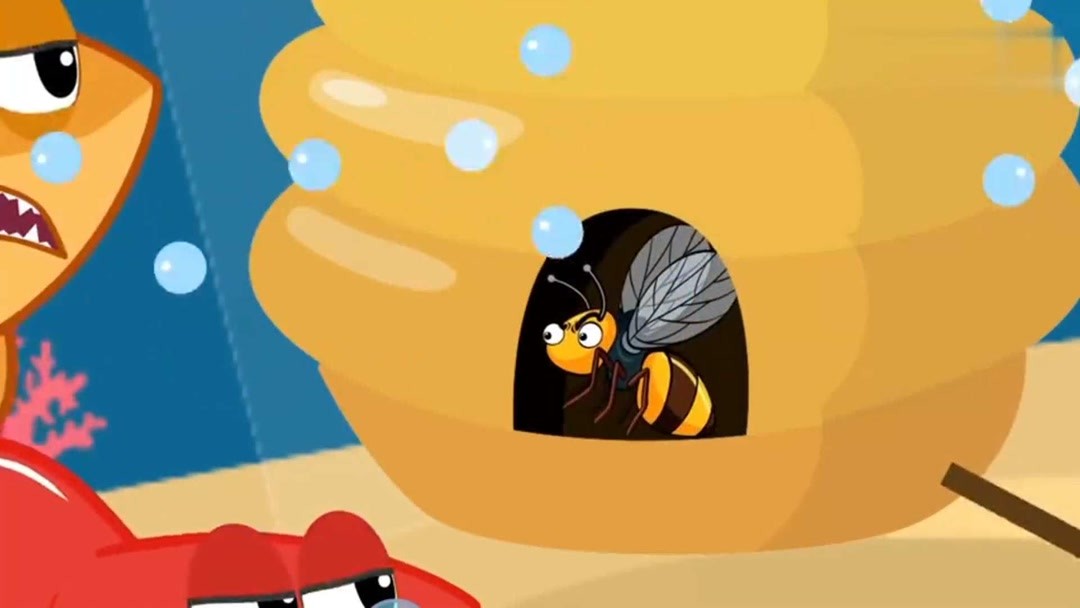 亲子早教益智动画,小鲨鱼一家捅蜂窝被蜜蜂追!