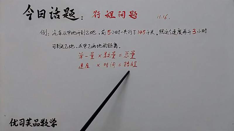 2020四年级数学上册难点:行程问题习题精选讲解,优司芙品数学