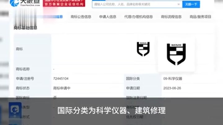 华为申请WENJIE图文商标