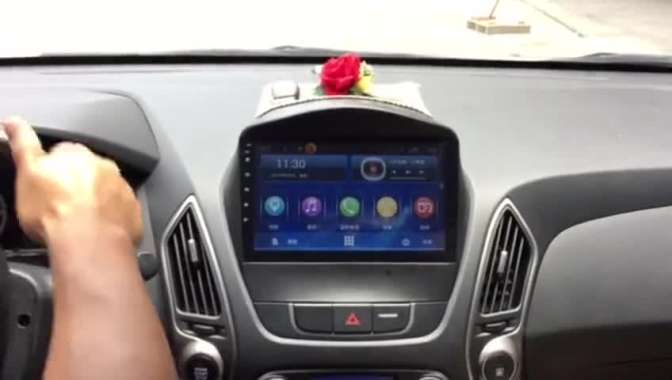 现代ix35汽车升级安卓智能导航+360全景行车记录仪