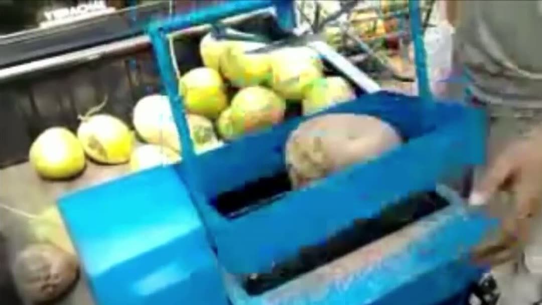 你见过这些能剥椰子皮的机器么