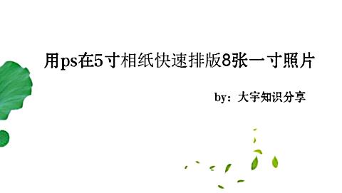 ps技巧分享: 如何用ps快速的在5寸相纸快速排版8张一寸照片