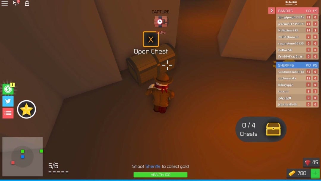 【波波仔解说】roblox虚拟世界“强盗模拟器”:强盗牛仔偷宝箱!