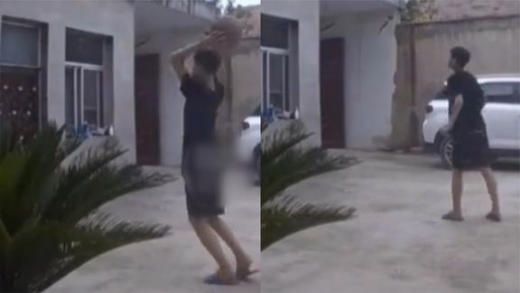 男孩对墙壁反复练习投篮,下一秒完美抛物线砸碎玻璃,瞬间石化