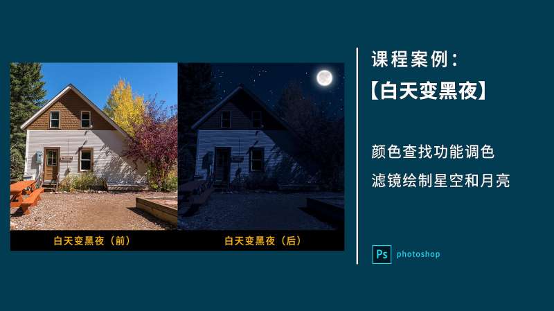 PS快速调出图片“白天变黑夜”的效果,只需简单几步,一学即学!