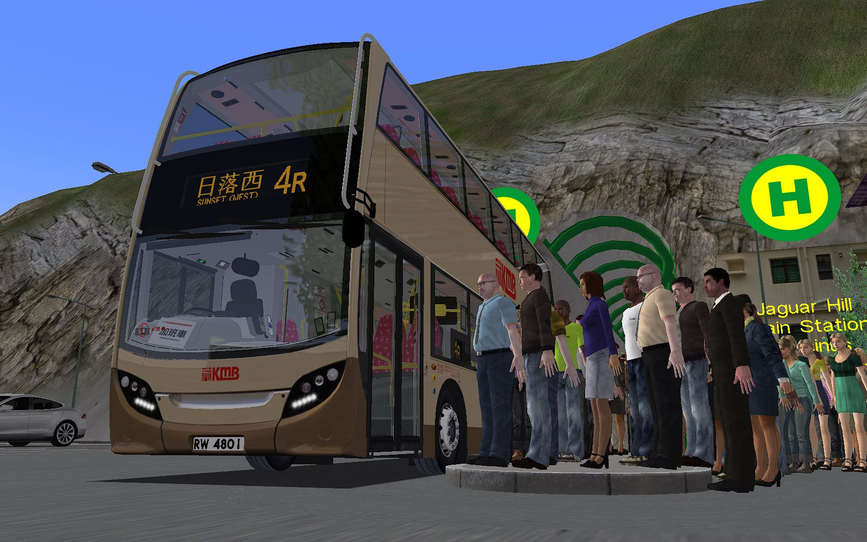 新地图试玩 OMSI 2 巴士模拟2: 樱桃市V6 积架山火车站-日落(西) 用车...