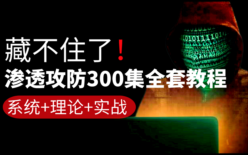 【网络安全300集】藏不住了!渗透攻防300集全套教程,包含系统+理论+...