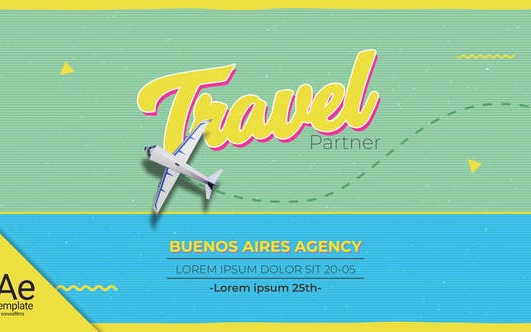 AE模板-飞机飞行路线效果的旅行社介绍视频模板旅游景点介绍视频...