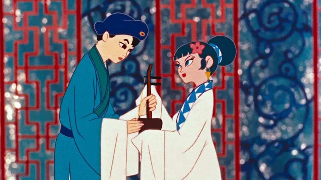 1958年动画版《白蛇传》,千年白蛇渡劫成功,修成人形报答恩公