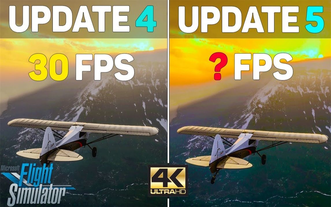 《微软模拟飞行2020》PC版(4K分辨率测试) 4号补丁 vs 5号补丁 游戏...
