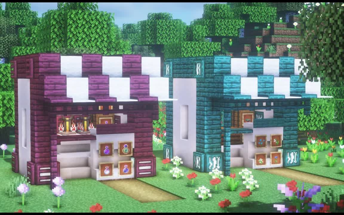 【新手向建筑】用地狱木头建一间商业街小店/Minecraft【搬运】_我的...