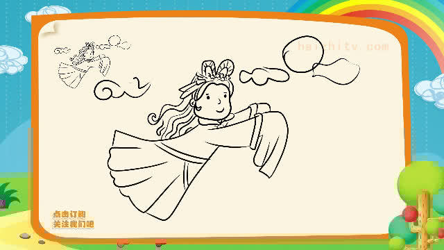 中秋节简笔画教程,如何画嫦娥奔月,海知简笔画大全