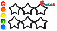孩子一学就会的简笔画五角星!边涂色边认识颜色
