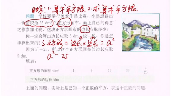 人教版初中数学七年级下册第六章第一节算术平方根
