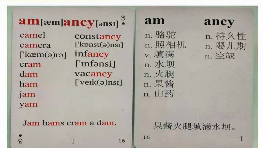 学自然拼读组合轻松记英语单词am
