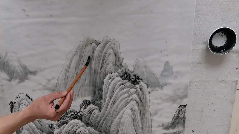 中国山水画:上色湿染画法