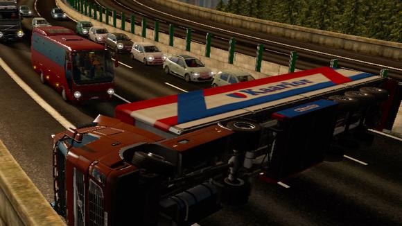 中国卡车模拟-重大交通事故,从西安出发,超速导致侧翻高速封路