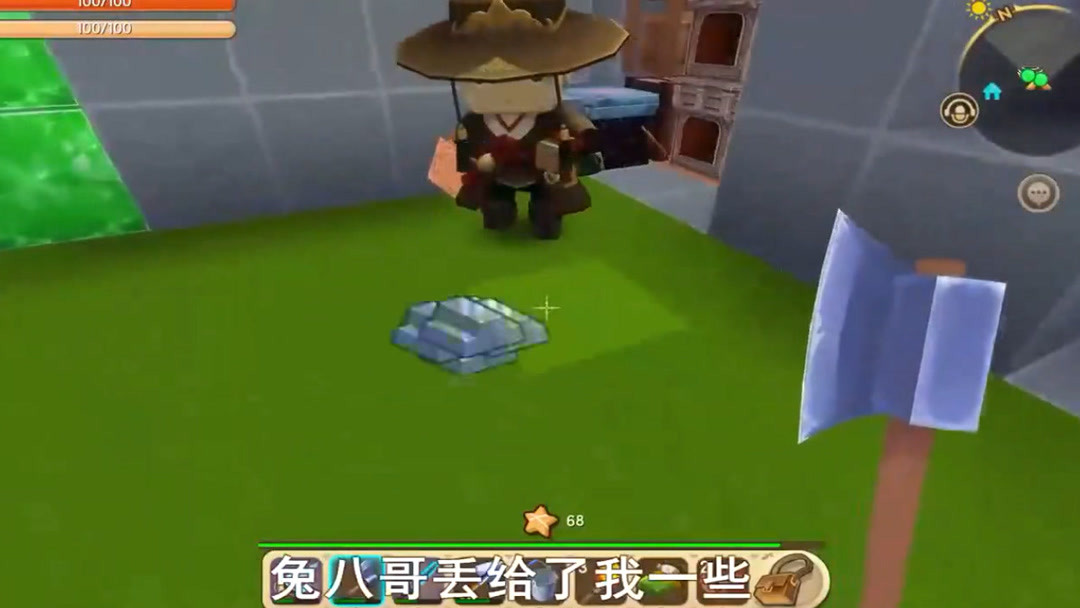 迷你世界小宇解说:兔八哥在别墅门前用转轴方块做一个旋转椅子