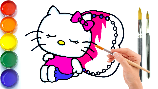 波比简笔画:教你画凯蒂猫,认颜色学习英语,儿童轻松学画画
