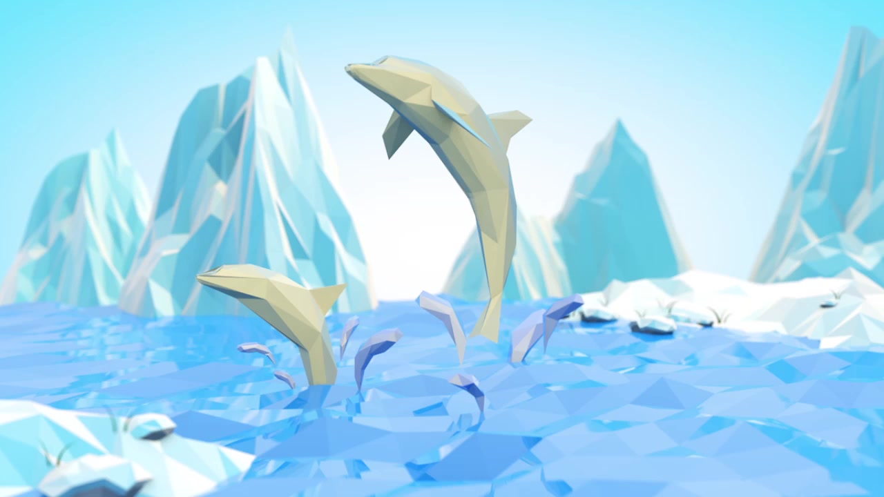 C4D低面体low poly风格场景