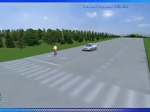 3d动画交通事故复原模拟郊区自行车与私家车相撞模拟案例