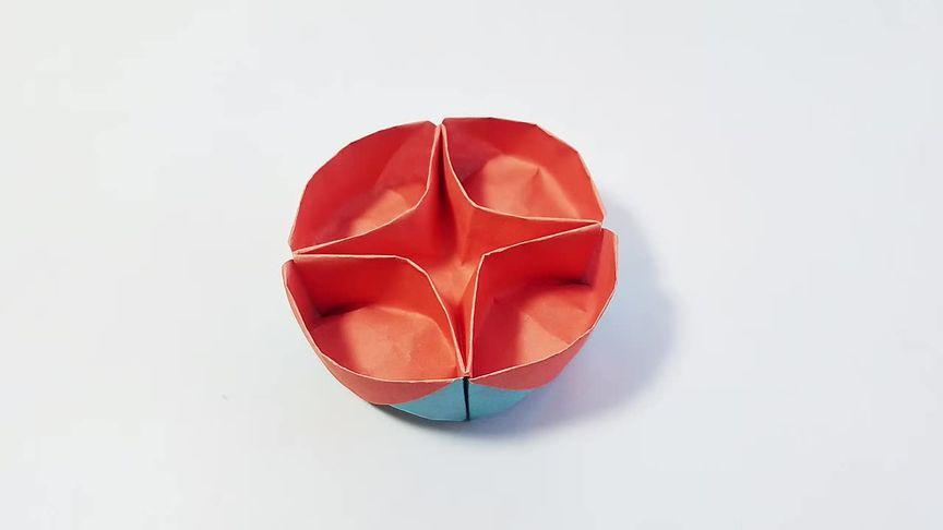 教你折纸圆形多格收纳盒,简单实用,放东西很方便