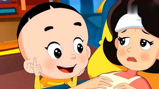 动画片:大头想帮围裙妈妈做家务