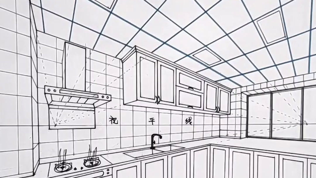 画厨房下柜布局图画法