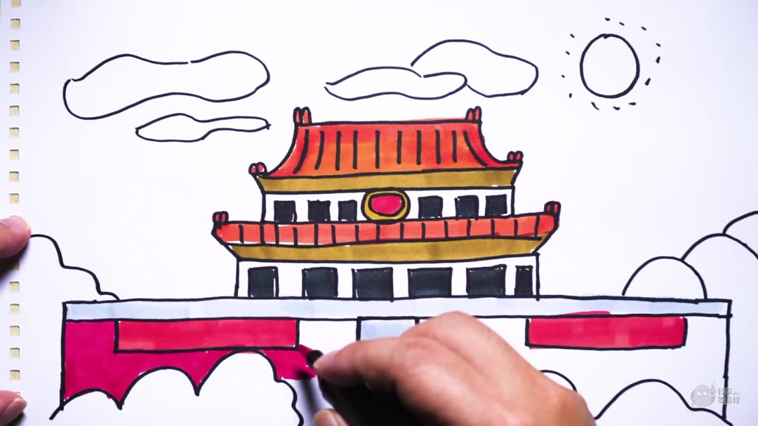 神笔简笔画 美丽中国北京天安门,儿童绘画早教场景教程大全