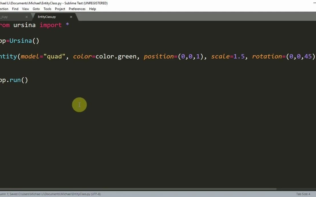 Ursina Engine – 3D Python游戏引擎教程:#09,实体类和对象