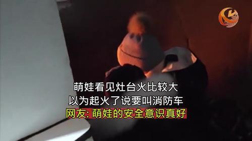 萌娃看见灶台火比较大,以为起火了说要叫消防车,网友:萌娃的安全意识...