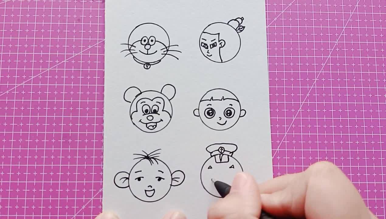 创意简笔画:用圆形画卡通形象,有没有记忆中的?