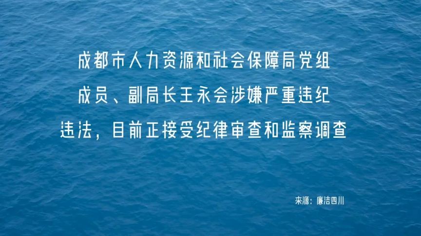 成都市人力资源和社会保障局党组成员、副局长王永会被纪委调查