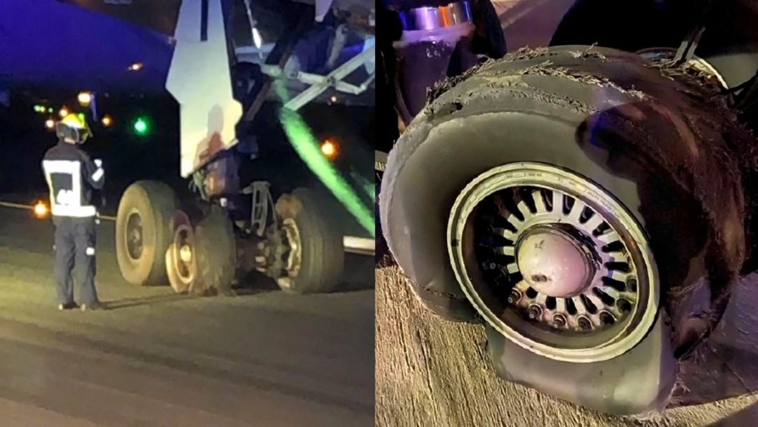 波音客机轮胎爆破致引擎故障 空中盘旋近5小时后成功迫降