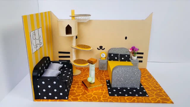 DIY迷你娃娃屋,专为猫咪设计的可爱房间