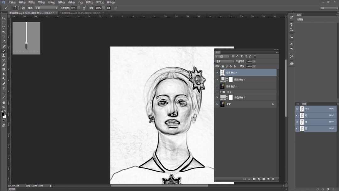 不会画画也可以拥有自己的自画像,PS教程处理照片素描画效果