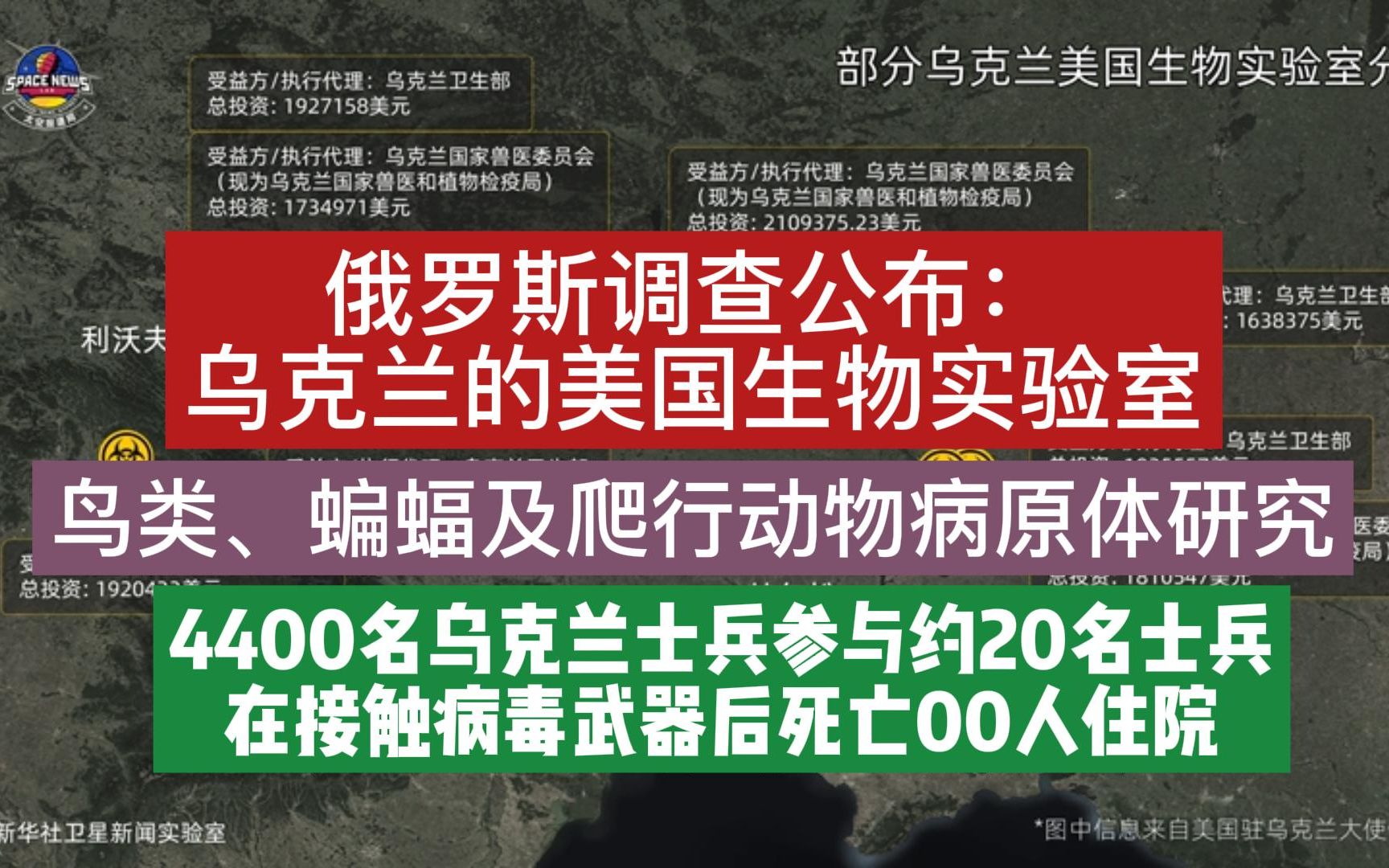 俄罗斯调查公布:乌克兰的美国生物实验室.已在乌克兰发现30多座生物...
