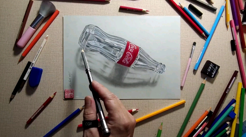 画的?信不信?玻璃瓶绘画过程,喜欢的可以收藏哦!