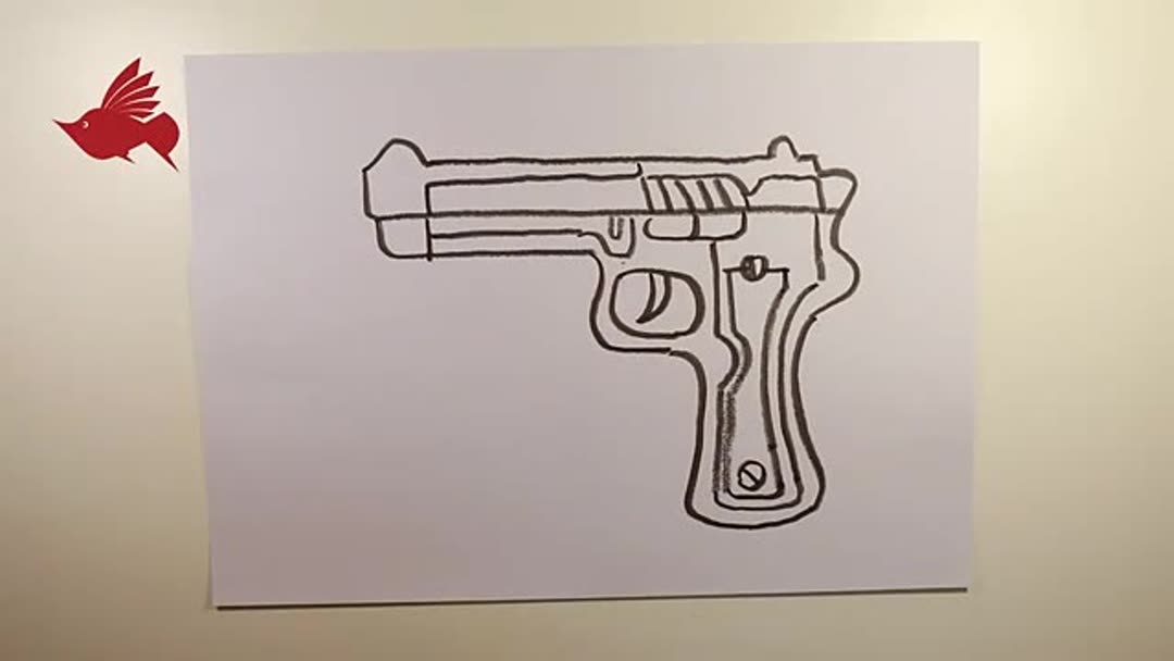 看视频学画画之手枪2,5分钟学会一幅画,高鳍红剑作品