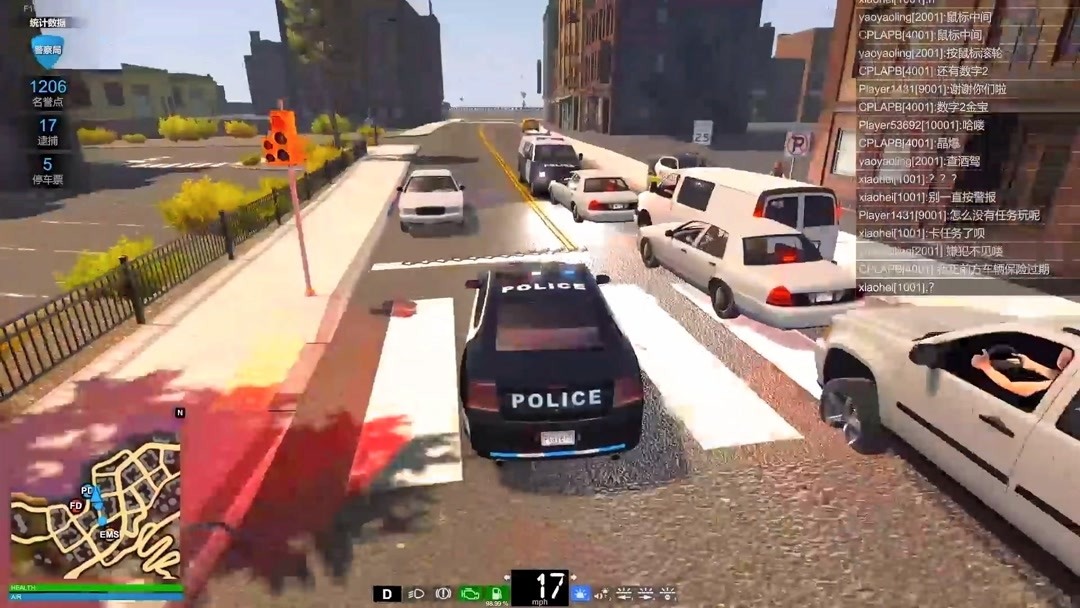 模拟警察:十几个警察上街查酒驾,阵势好大。整个交通都瘫痪了