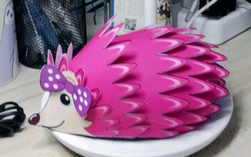 纸宝粉红小刺猬#亲子手工纸模型3D立体纸艺纸雕亲子手工制作#绝美#...